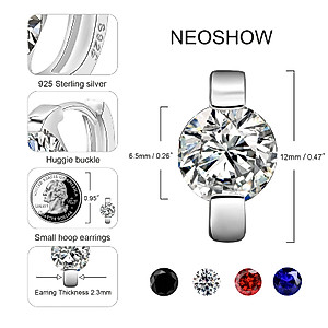 NEOSHOW Small Gold Hoop Earrings for Women 14k Real Gold Plated Cubic Zirconia Huggie Earrings Tiny Cute Cartilage Hypoallergenic Earrings Jewelry Gifts for Women (white gold)