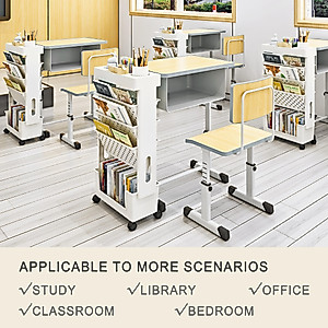 yeavs 5-Tier Mobile Bookshelf, Rolling Bookcase Book Storage Rack, Movable File Folder Organizer Cart with Wheels for Home Study Office Living Room Classroom, Green