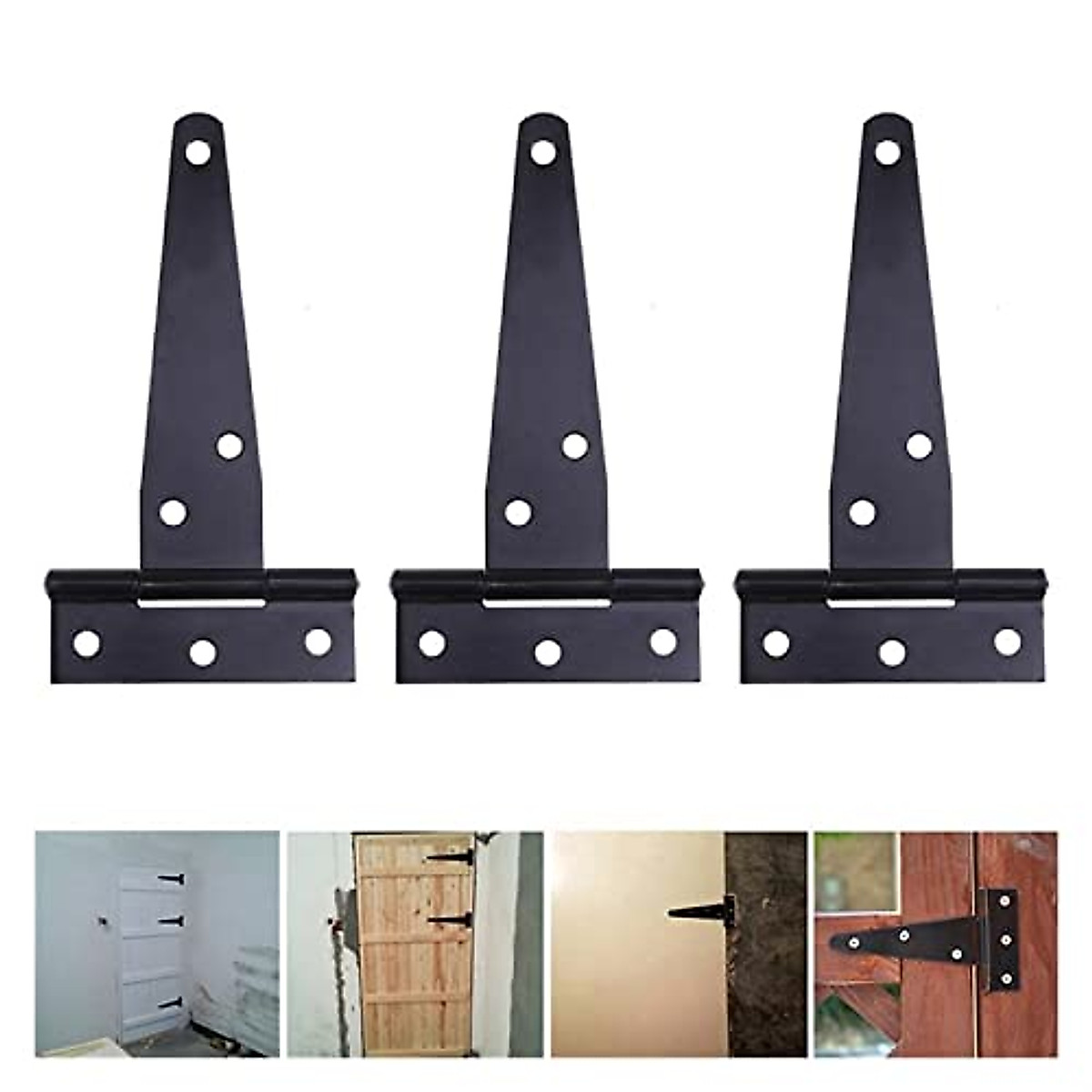 Garden Gate Hinges,Tee Shed Hinge, 12 Piece Hinges, T Iron Lightweight 4 Inch Hinges Old Style Wooden Boxes Wooden Fence Shed Barn Door Iron Tee Hinges