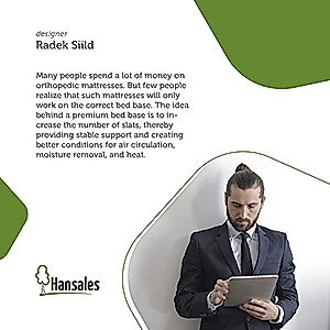 Hansales Bed Slats Twin Size Deluxe - Wooden Bunkie Board 40″ - Heavy Duty Wood Slats from Natural Solid Birch Hardwood FSC® - Made in Europe - 37 pcs - Withstands up to 770 lbs