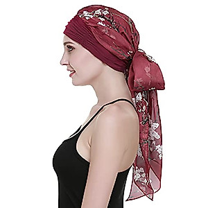 Women's Cancer Headwear Bamboo Scarf with Cap Compliments Head Wraps Chemo Turbans