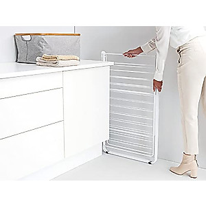 Brabantia HangOn Laundry Drying Rack (82ft / Fresh White) Compact, Foldaway, Adjustable Indoor Stainless Steel Clothes Horse
