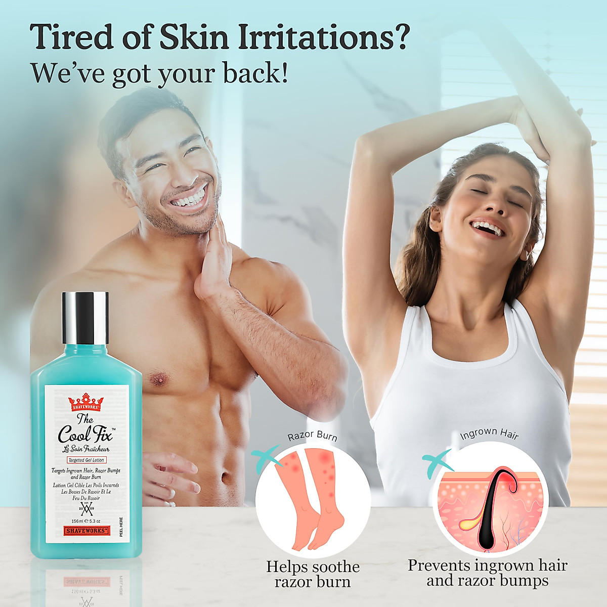 Shaveworks The Cool Fix Aftershave for Women: Pubic Hair Removal, Razor Bumps, Razor Burns, Ingrown Hair Treatment – After Shaving Post Waxing Bikini Area Moisturizing Skin Care Gel 5.3 Fl Oz