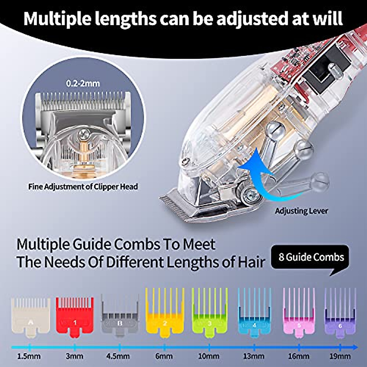 Roziahome Hair Clippers for Men & Foil Shaver - Professional Barber Clippers for Hair Cutting Kit with Electric Razor - Cordless Rechargeable Beard Trimmer Barbers Haircut Machine (Transparent)
