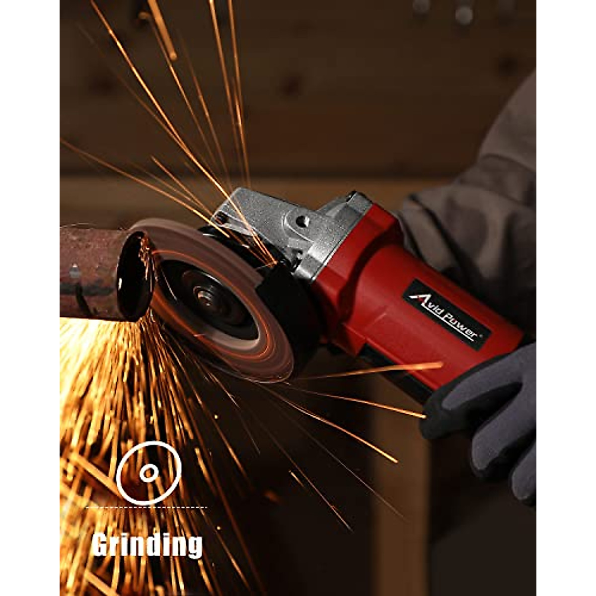 AVID POWER Angle Grinder with Paddle Switch, 8 Amp Metal Grinder with 4-1/2 Inch Grinding Wheel 12000 RPM Electric Angle Grinder Tool with Adjustable Side Handle