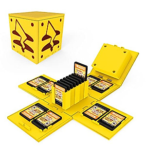 UFOPETIE 16 in 1 Game Case for Nintendo Switch Game Storage,Compatible with Nintendo Switch Case Pokemon Theme,Nintendo Switch Game Card Holder,for Switch Accessories-Tail-Thumb Grip 2PCS