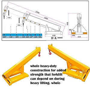 INTBUYING Forklift Jib Boom Crane, 6600LB/3T Forklift Mobile Crane, Forklift Lifting Hoist with 63-98in Length Crane Boom, Truss Hoist Jib Boom, Hook Extension Attachment for Towing and Handling