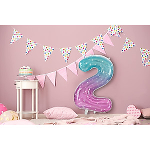 Gifloon Number 2 Balloon Gradient, Large number balloons 40 inch, 2nd Birthday Balloon Frozen