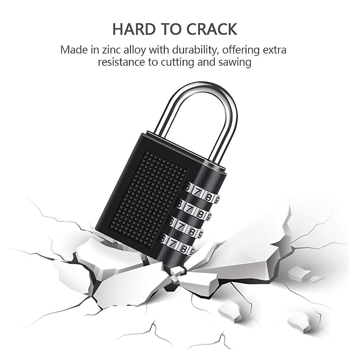 Combination Lock, [1 Pack] Diyife 4 Digit Outdoor Waterproof Padlock, Resettable Combination Padlock for School Gym Locker,Toolbox, Fence, Hasp, Cabinet(Black)