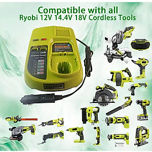 Compaitble with Ryobi P131 One+ Portable Dual Chemistry Lithium Ion or NiCad Vehicle Charger,Car Battery Charger, for Battery P107 P102 P108 P122 P161 P190 P191 P192 P100 P103 P104 P105 P106