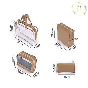 Nestasia Travel Kit for Women, Toiletry Makeup Bag, Travel Cosmetic Bag for Women, set of 4 with a different size, Beige