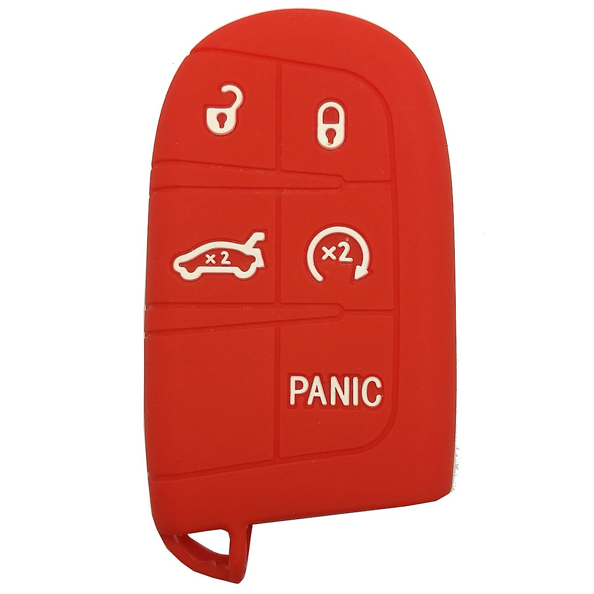 Silicone Smart Key Fob Skin Cover Case Protector 5 Buttons Keyless Jacket Remote Bag Fit for Jeep Grand Cherokee Dodge Challenger Charger Dart Durango Journey Chrysler 300 (Black with Red + Red)