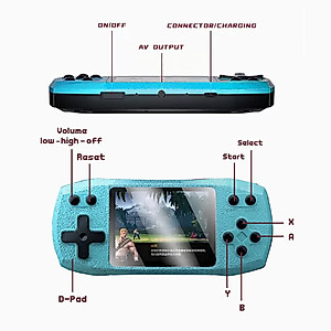 Acuvar Retro Handheld Video Game Console with 620 Classic Games, Micro USB Rechargeable, 3 Inch LCD Screen, MultiPlayer and TV Support. Includes TV Connection and Extra Remote for Boys Girls (Blue)