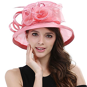 Original One Women's Kentucky Derby Tea Part Dress Church Fascinators Fancy Hats (Pink) M