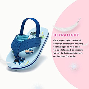 Luffymomo Unisex Kids Open-Toe Sandals Summer Beach Water Slides Flip Flops(Toddler/Little Kid)(3 Infant Royal Blue & Lt Blue)