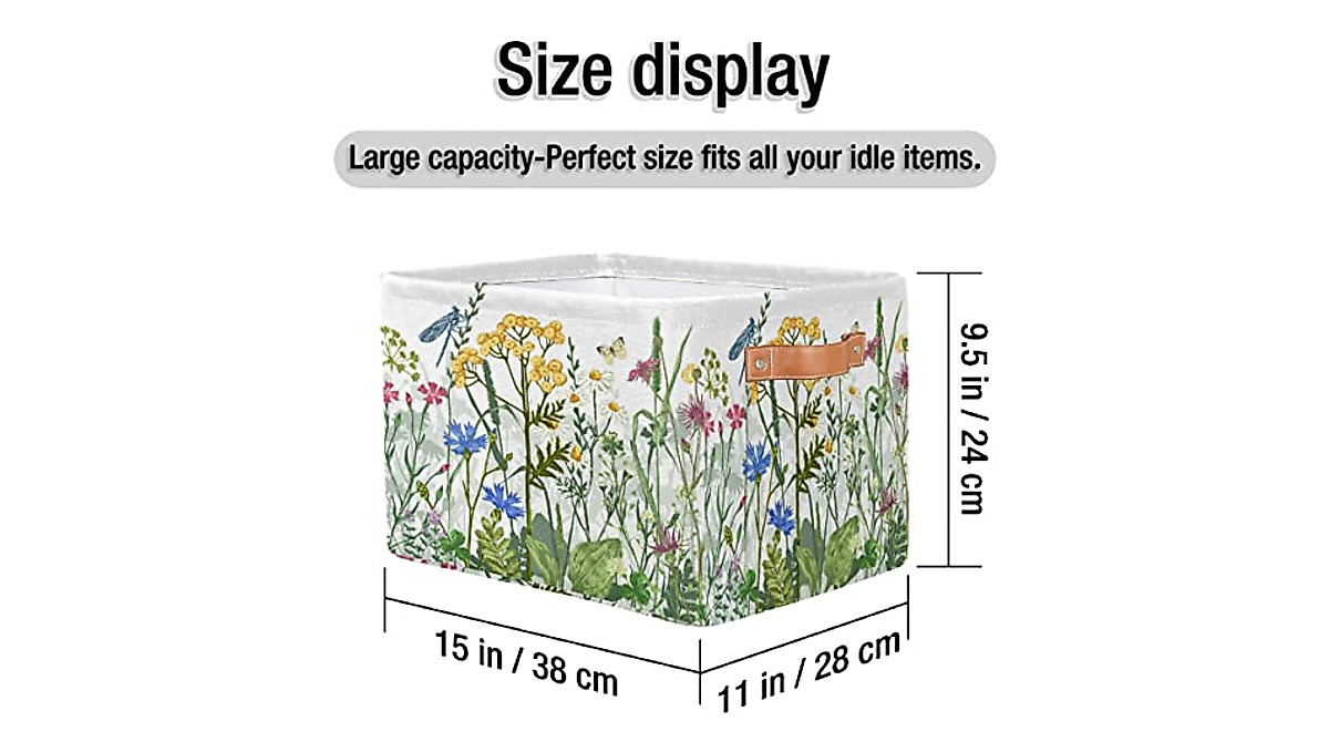 Stylish Flower Floral Cube Storage Bins for Home Organization