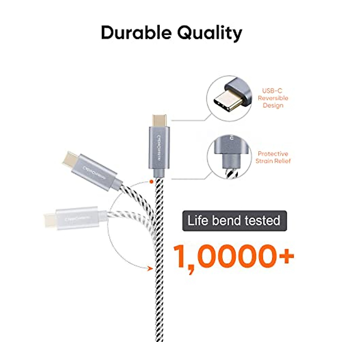 CableCreation USB C to USB C Cable 10 FT 60W, Braided USB Type C Fast Charging Cable, USB C Cable to USB C 3A 480Mbps Data for MacBook Pro Air Galaxy S22 Ultra/S21/S20+ Pixel 4/5 etc. 3m Space Gray