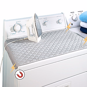 Ruibo Magnetic Ironing Mat Blanket Ironing Board Replacement,Iron Board Alternative Cover / Quilted Washer Dryer Heat Resistant Pad / Portable Ironing Board Cover/Mat Grey 33"X 18"