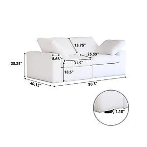 JACH Modern Convertible Modular Sectional Sofas for Living Room, Love Seat Sofas, Cushion Covers Removable, Customizable Modular Sectional Couch for Living Room Bedroom Apartment (White)