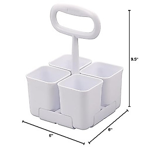 Stanley Removable 4 Cup Office Supplies Organizer Caddy for Scissors, Pens, Pencils, Notepads Art Supplies and other Desk Essentials, White (SCICAD)