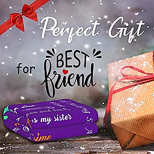 Personalized Best Friend Throw Blanket with Hairstyle Name, Custom to My Bestie Purple Theme Soft Flannel Fleece Throw Blanket for Women Girls, Customized Friendship Gifts for Bestie BFF Soul Sister