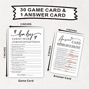 30 Baby Shower Feud Game - 5"X7" Minimalism Double-Sided Fill In Style Game Cards - Gender Reveal Party & Activity - Baby Shower Party Favors And Decorations (Pack Of 30 & 1Answer Card)-A06