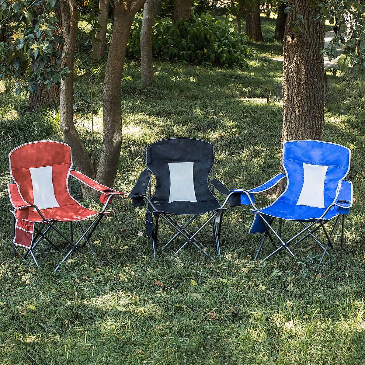 VOYSIGN Mesh Folding Camping Chairs for Adults, Oversized Portable Outdoor Chairs, Weight Capacity 325 lbs with Cup Holder, Storage Pocket, Carry Bag