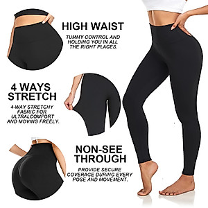 yeuG 7 Pack High Waisted Leggings for Women Tummy Control Soft Workout Yoga Pants(1#7 Pack Black, Small-Medium)