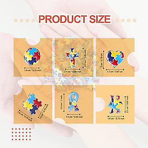 24 Pieces Autism Awareness Pin Autism Pin Lapel Pin Multi Color Autism Puzzle Piece Brooches Pins Autism Awareness Accessories for Clothing, Shirts and Jackets, 6 Styles (24 Pieces)