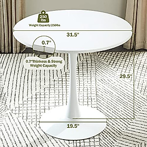 STYLIFING Dining Table 32" Mid-Century Modern Round Dining Table Coffee Table with Round Top and Pedestal Base in White