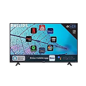 PHILIPS 55-Inch Class 4K 2160p Smart TV Led HDR10 120Hz Refresh Rate Roku TV Works with Siri Hey Google & Airplay 55PFL(Renewed)