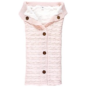 Hudson Baby Unisex Baby Sherpa Knitted Baby Lounge Stroller Wrap Sack, Blushing Bride, One Size