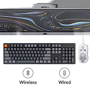Keychron K10 Full Size 104 Keys Bluetooth Wireless/USB Wired Mechanical Gaming Keyboard for Mac with Gateron G Pro Brown Switch/RGB Backlight/Multitasking Computer Keyboard for Windows, Aluminum Frame