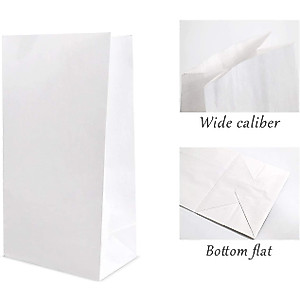 Kslong Small White Paper Bags, 50PCS Mini Paper Treat Bags for Party Favors, Paper Lunch Bags Bulk for Sandwich, Popcorn, Snack, Cookies, Gift Wrapping 1 LB 3.5x2.2x6.7” bolsas de papel (White 2)