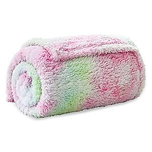 NEWCOSPLAY Sherpa Fleece Throw Blanket Plush Fluffy Cozy Lightweight Blanket for Bed Sofa Couch Travel (Tie dye Rainbow, Twin(60"x80"))
