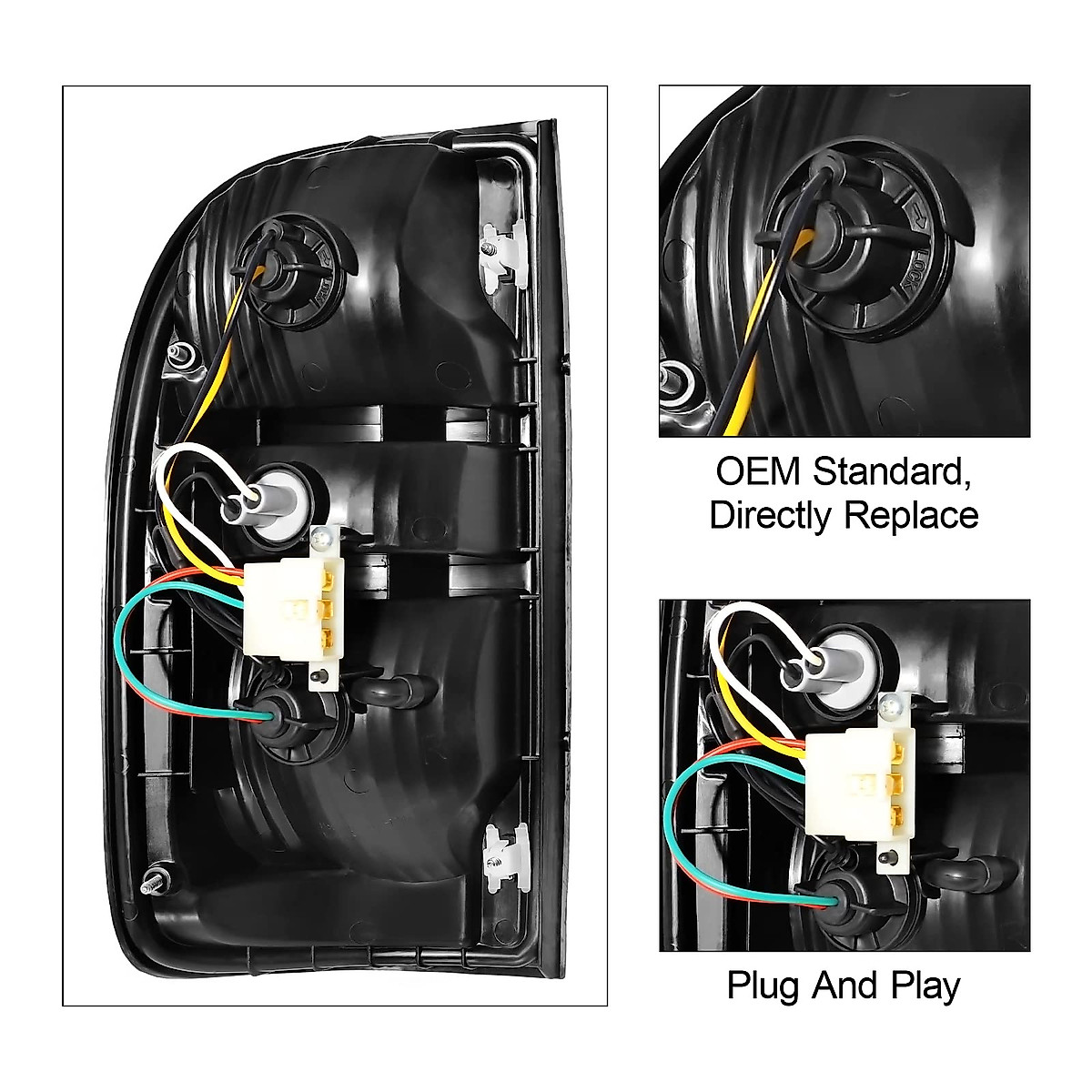 ALZIRIA Taillight Assembly Compatible with 2001-2004 01 02 03 04 2001 2002 2003 2004 Toyota tacoma tail light Passenger Side(Chrome-Right)