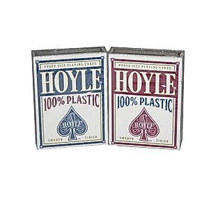 Hoyle RED & Blue Poker Sized 100% Plastic Playing Cards, 2 Deck Set