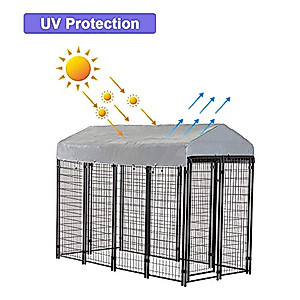BestPet 8 x 4 x 6 Ft Dog Kennel Outdoor Dog Pen Playpen House Heavy Duty Dog Crate Metal Galvanized Welded Pet Animal Camping Cage Fence with UV-Resistant Waterproof Cover and Roof