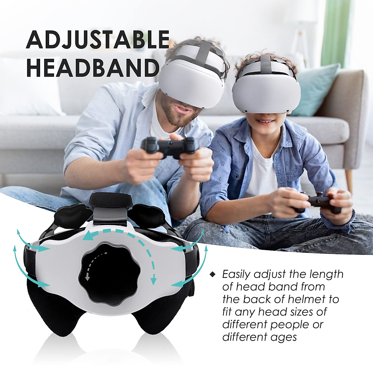 for Oculus Quest 2 Elite Head Strap, VR Game Headstrap, Comfortable Adjustable VR Headset Accessories Head Strap for Replacement