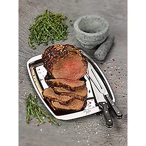 Tala Performance Stainless Steel Carving Tray, with 5 Spikes to Hold Meat Whilst Carving, 35.5cm x 25 cm