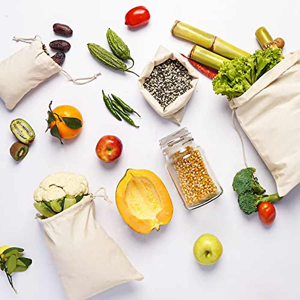 BigLotBags Muslin Bags - Double Drawstring, 100% Organic Cotton, Premium Quality Eco Friendly Reusable Natural Bags. Pack of 25 (3 x 5 Inches)