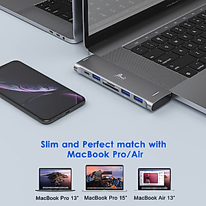 USB C Hub Adapter for MacBook Pro 2020 2019 2018 2017 2016 with 4K HDMI,100W PD 40Gbps Thunderbolt 3