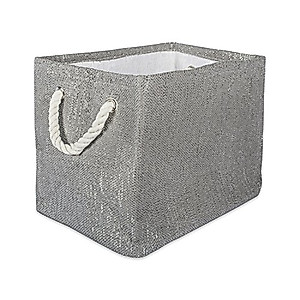 DII Woven Paper Storage Bin, Metallic Lurex, Gray, Medium Rectangle