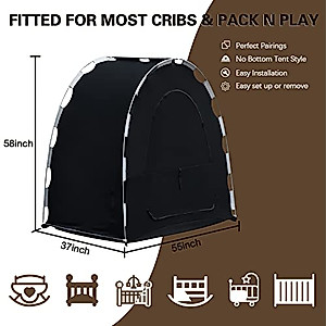 Pack N Play Blackout Cover, Pod for Slumber, Baby Sleep Pod Slumber Tent, Crib Cover, Baby Crib Tent, Travel Crib Canopy, Portable Privacy Pod Blackout Canopy Crib Cover, Block Out 90%+ Light