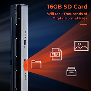 MUNBYN Portable Scanner, Photo Scanner for A4 Documents Pictures Pages Texts in 900 DPI, Flat Scanning, Include 16G SD Card, Wand Document Reader Uploads Images to Computer Via USB Cable, No Driver