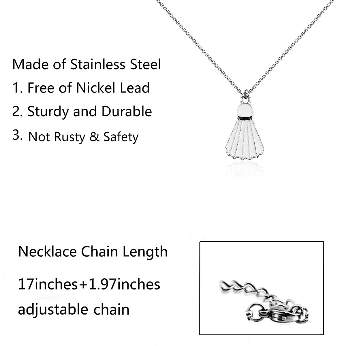 FUSTMW Badminton Necklace Badminton Racket Pendant Gifts Sports Ball Inspirational Gifts Badminton Player Gifts for Badminton Lovers (Necklace)