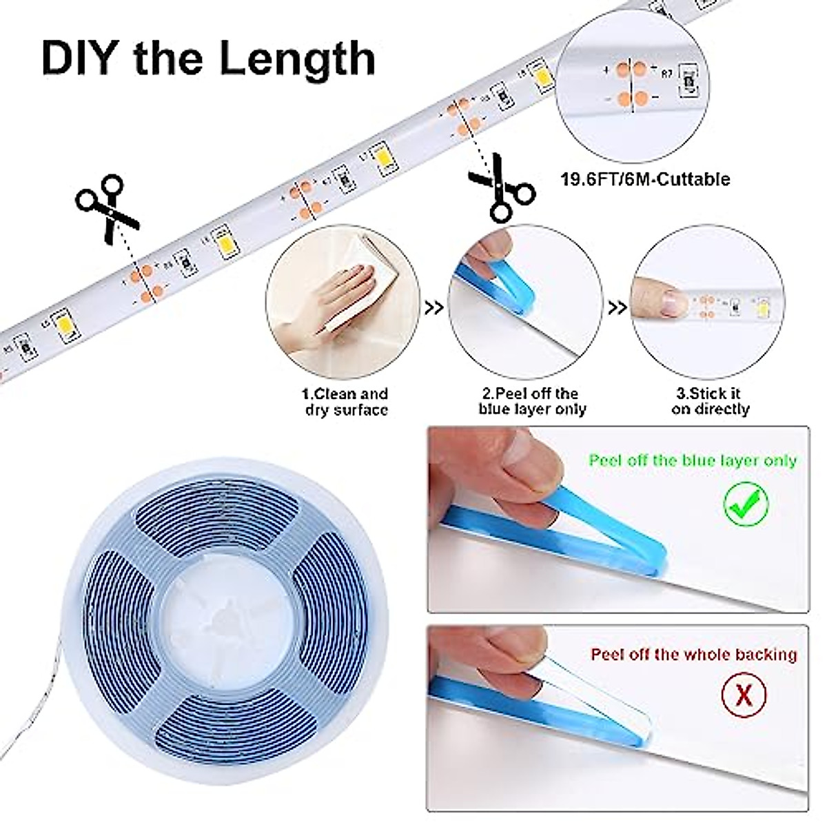 YTDRGB Solar LED Strip Lights - 19.6FT 180 LED Solar Powered LED Strip Lights, 8 Lighting Mode Auto On/Off Solar LED Strip Lights Outdoor Waterproof for Decoration