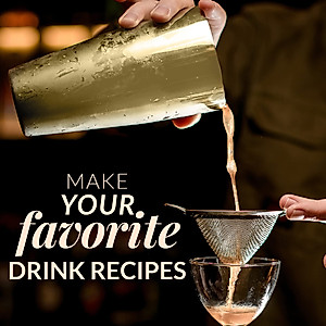 Large 24 oz Stainless Steel Cocktail Shaker Set - Mixed Drink Shaker - Martini Shaker Set with Built in Strainer, Double Sided Jigger & Combo Muddler Mixing Spoon - Pro Margarita Shaker - by Zulay