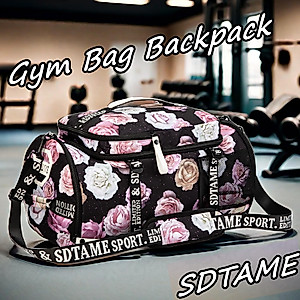 Gym Duffle Bag Backpack with Shoe Compartment,4 ways Travel Backpack for Women and Men,Multi-Functional Weekender Backpack with Waterproof Layer&Laptop Compartment for Fitness, Travel,Camping(Black')