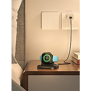 NEWDERY Charger Dock for Fitbit Sense 2/Sense/Versa 4/Versa 3, Magnetic Watch Charger Stand with Charging Cable, Charger Replacement Accessories for Fitbit Sense 2/Sense/Versa 4/Versa 3, Black